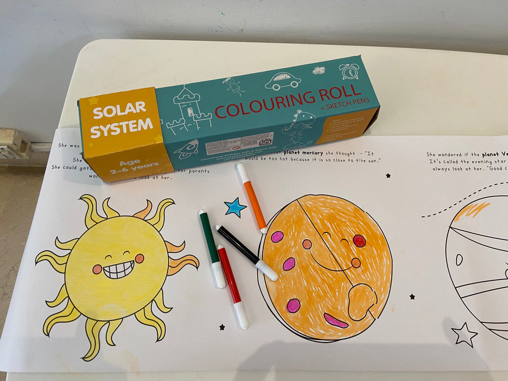 CocoMoco Solar System Colouring Roll Sheet for Kids | Birthday Return