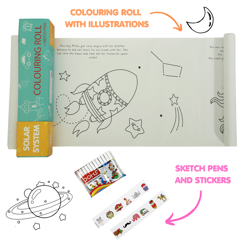 CocoMoco Solar System Colouring Roll Sheet for Kids | Birthday Return