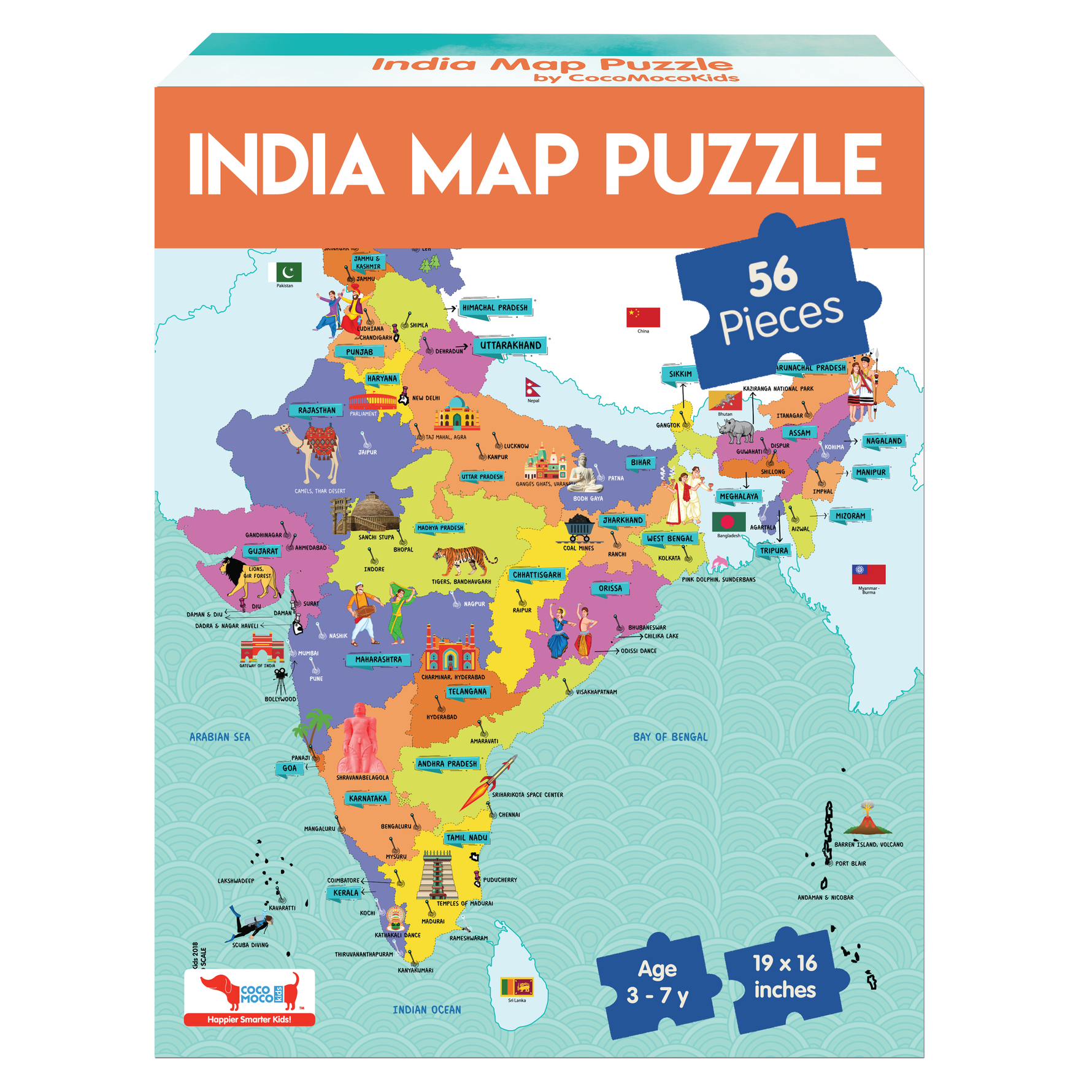 India Map Jigsaw Puzzle 56 pieces