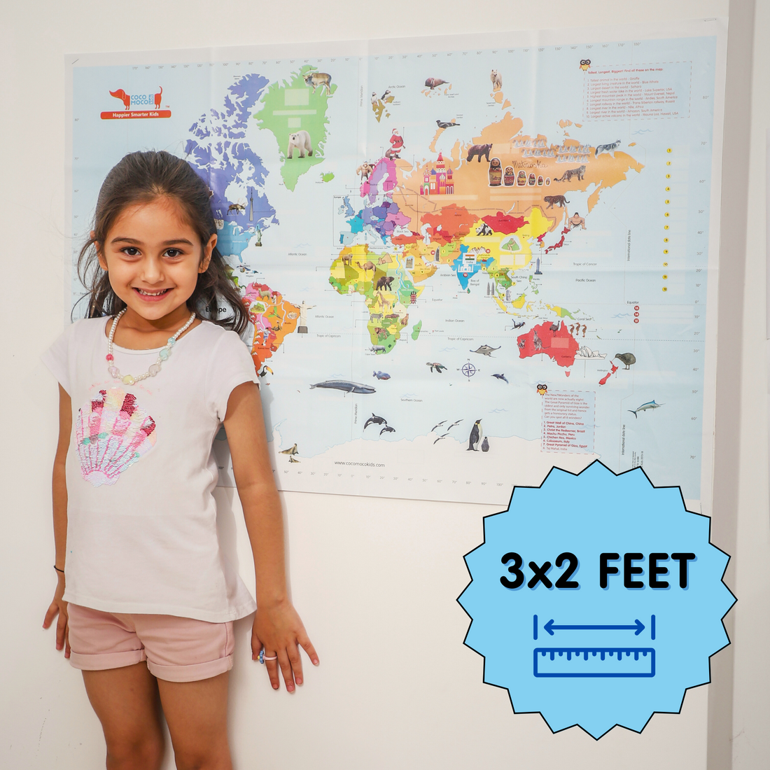 World Map Activity Kit With Reusable Stickers ( Age 4-12)
