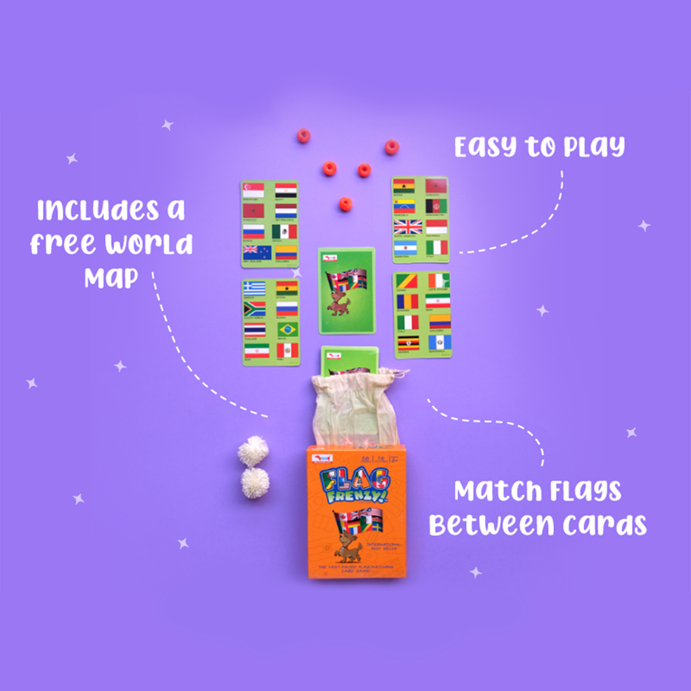 CocoMoco Kids Flag Frenzy Card Game for Kids - Flags of The World Flas