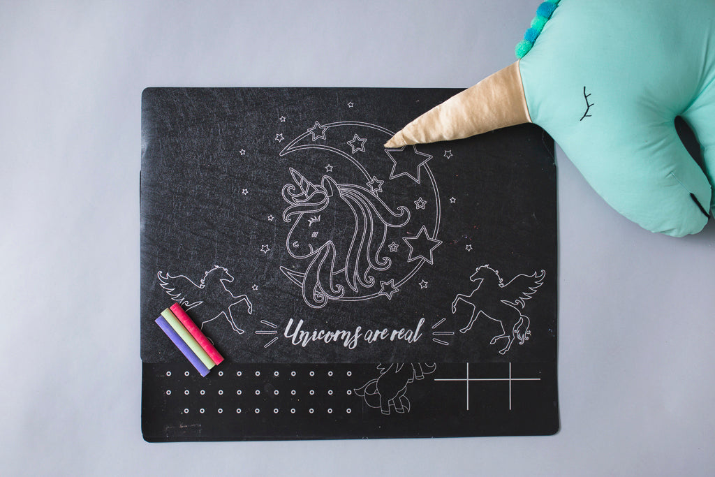 Unicorn Chalkboard Wipe and Clean Activity Mats
