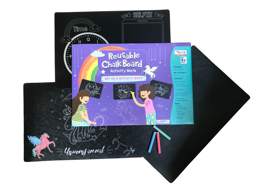 Unicorn Chalkboard Wipe and Clean Activity Mats